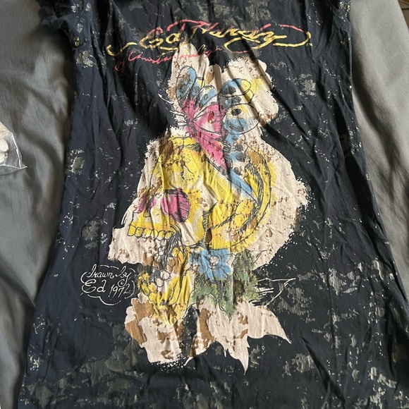 Ed Hardy | Tops | Ed Hardy Skull With Butterfly Tshirt | Poshmark